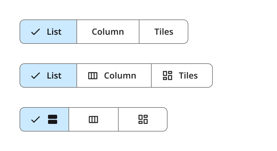 Overview | Segmented buttons | Made with Supernova