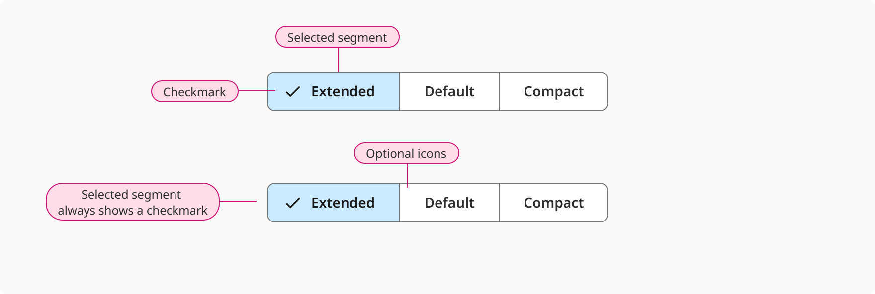 Overview | Segmented buttons | Made with Supernova
