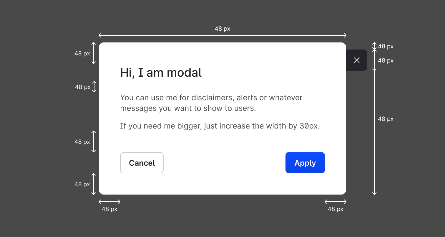 Design properties | Modal | Soul Design System