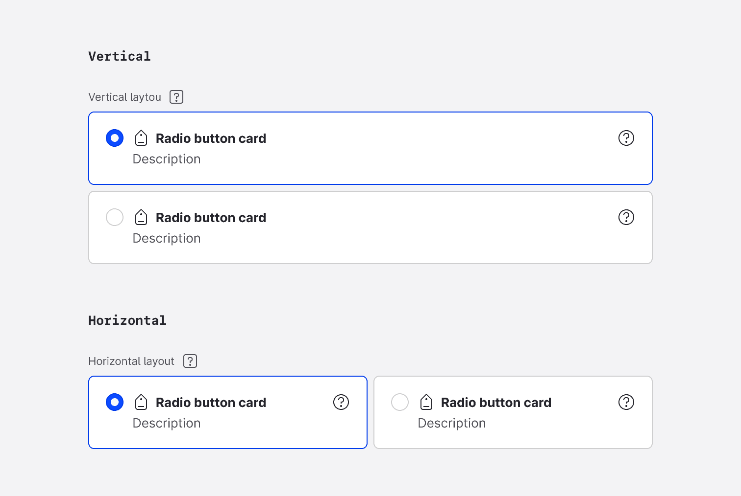 Usage | Radio button card | Soul Design System