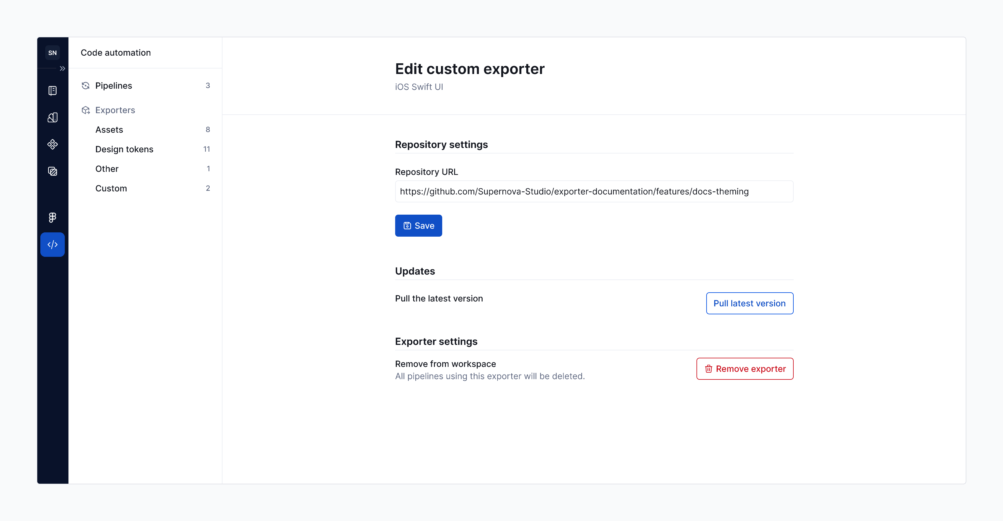 Custom exporters | Made with Supernova