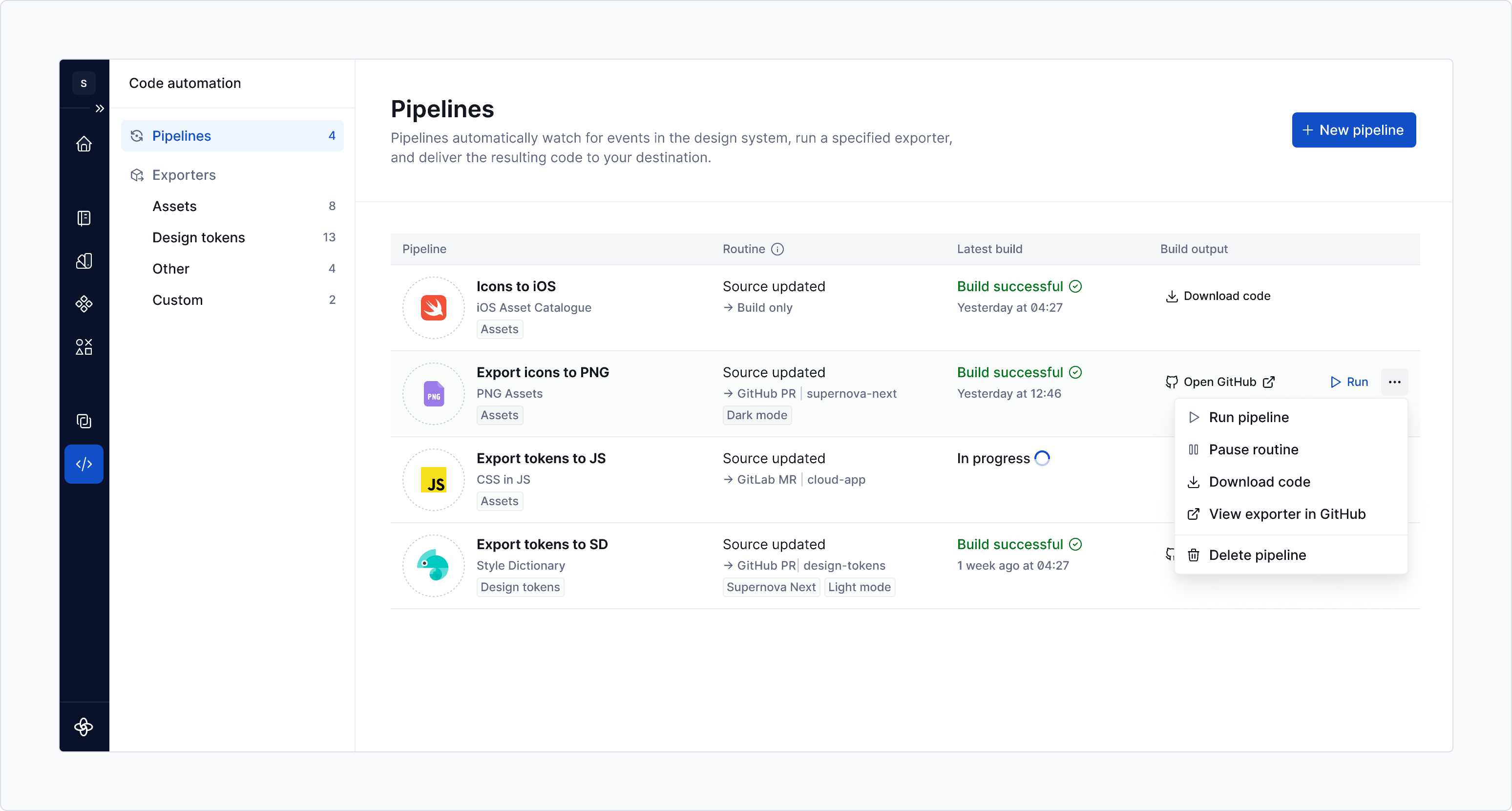 Managing Pipelines Creating Code Pipelines Made With Supernova