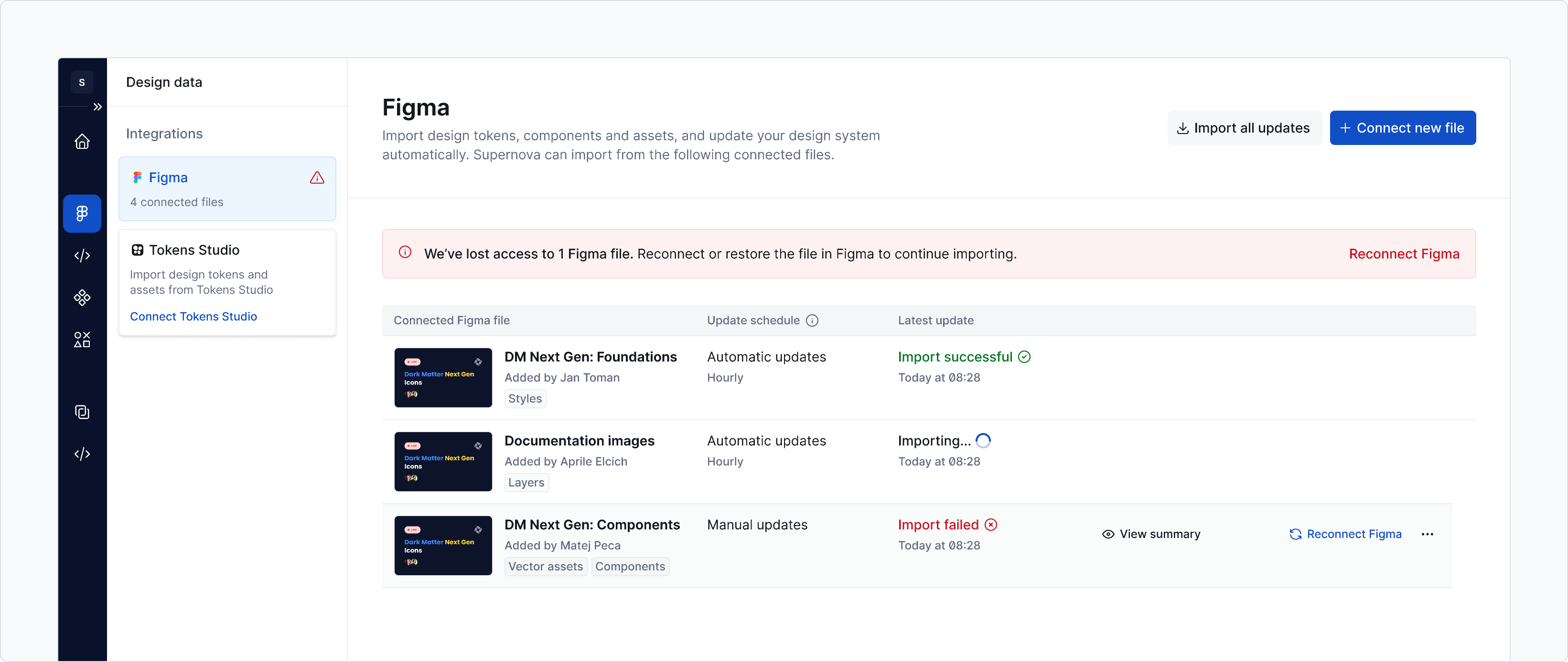 Managing connected Figma files | Made with Supernova