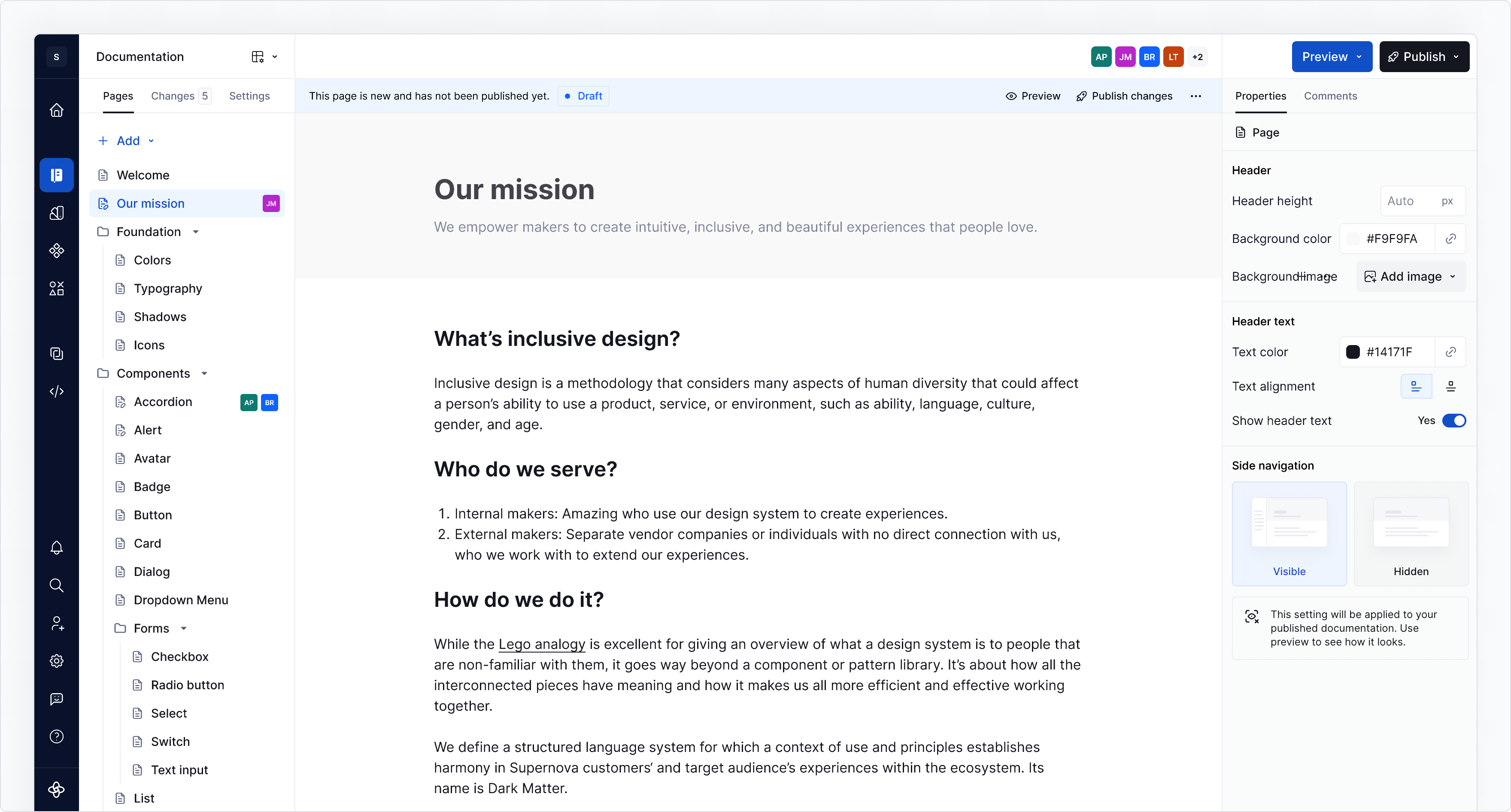 Page drafts | Made with Supernova