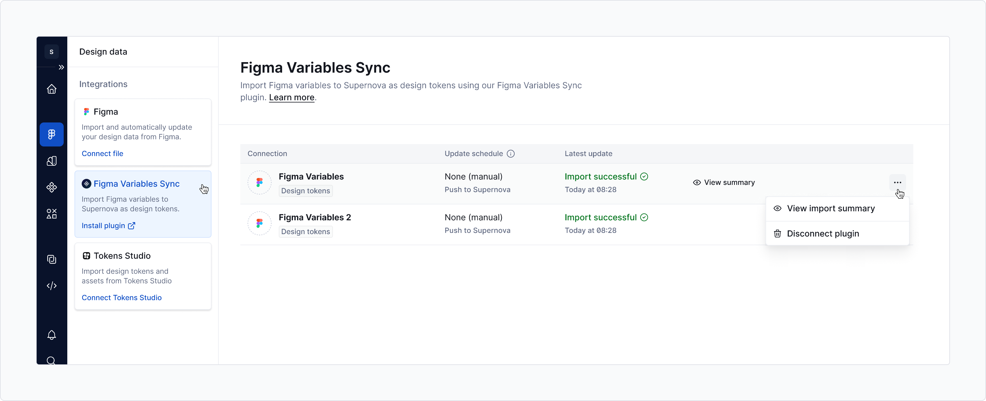 Managing imports and the plugin | Importing Figma variables | Made with Supernova