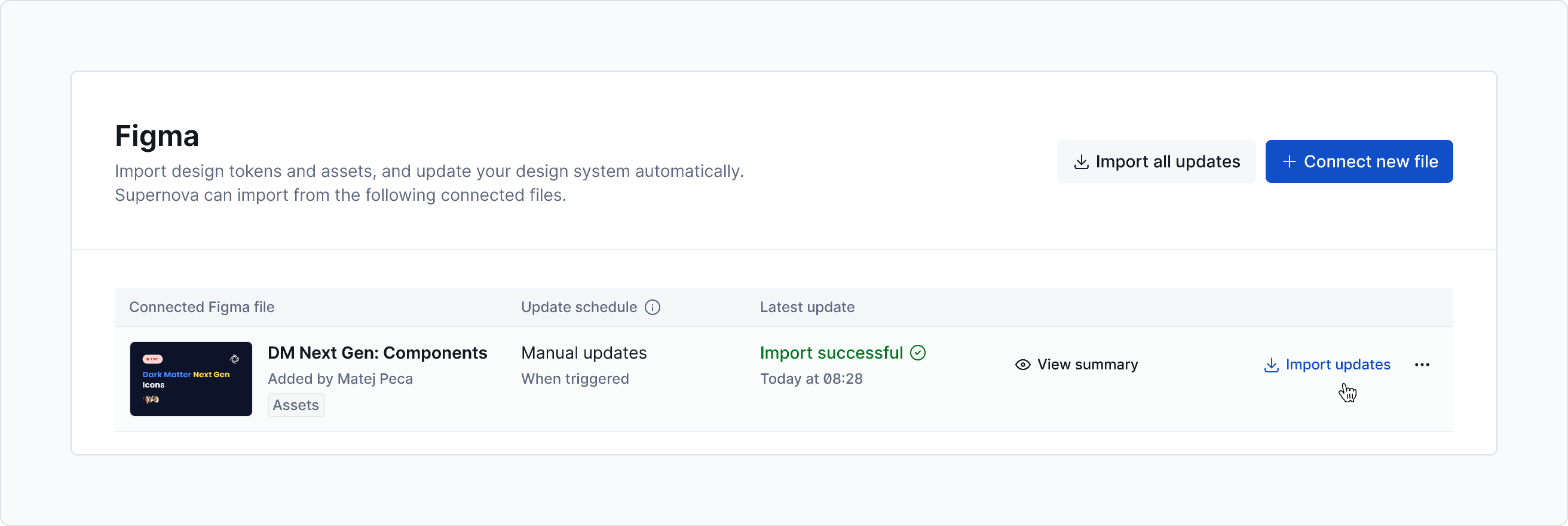 Import and update content | Importing from Figma | Made with Supernova