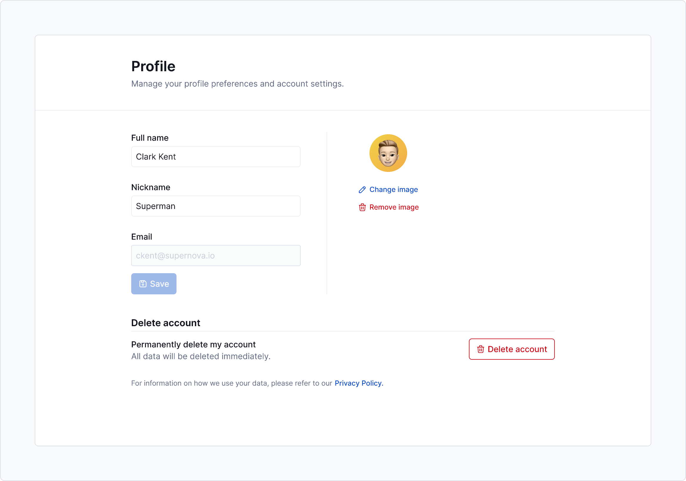 Managing your profile | Made with Supernova