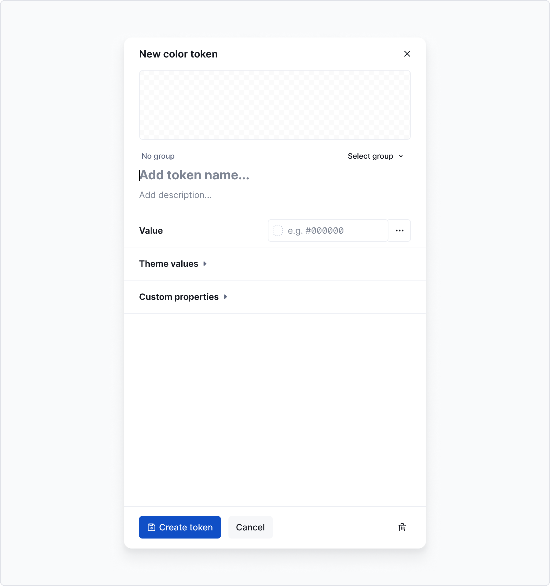 Create and delete tokens | Working with tokens | Made with Supernova