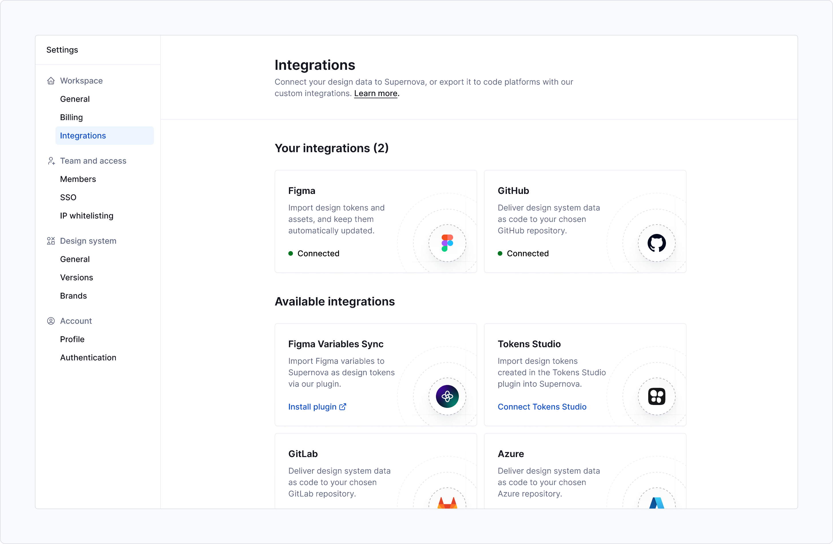 Integrations | Made with Supernova
