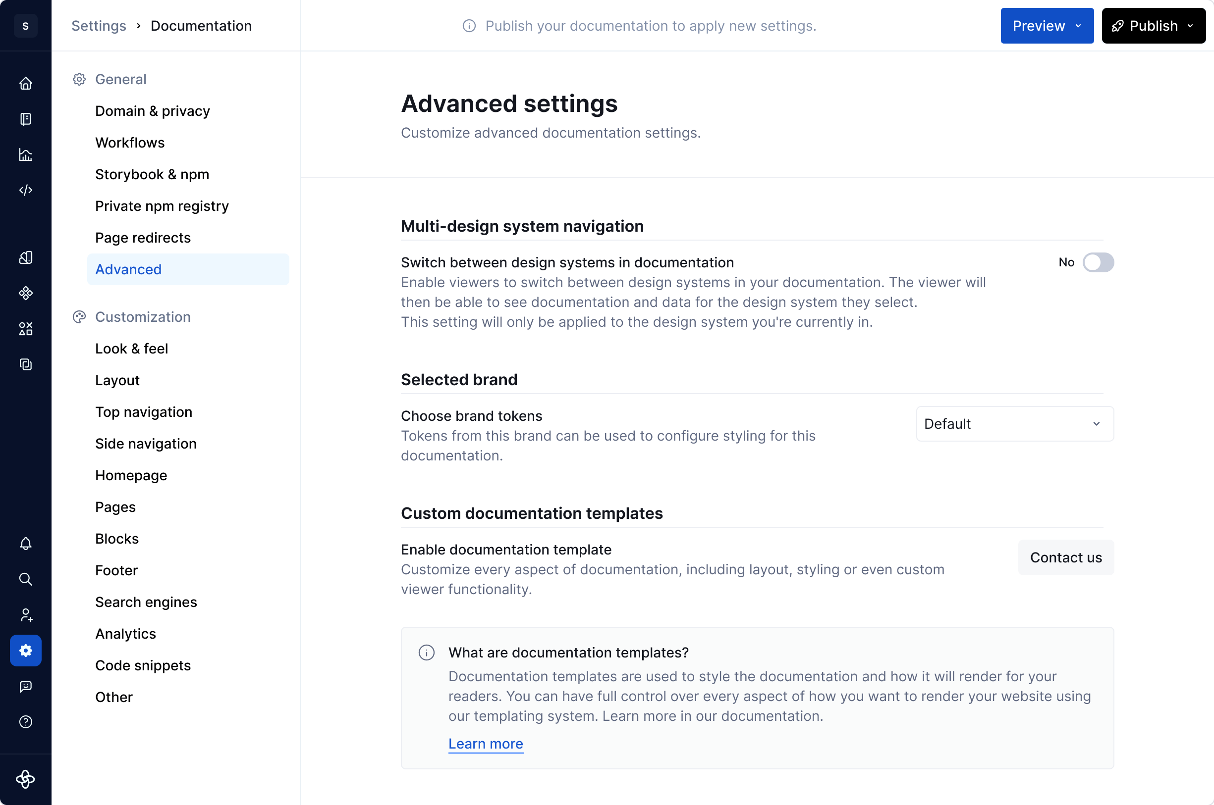 Advanced settings | Made with Supernova