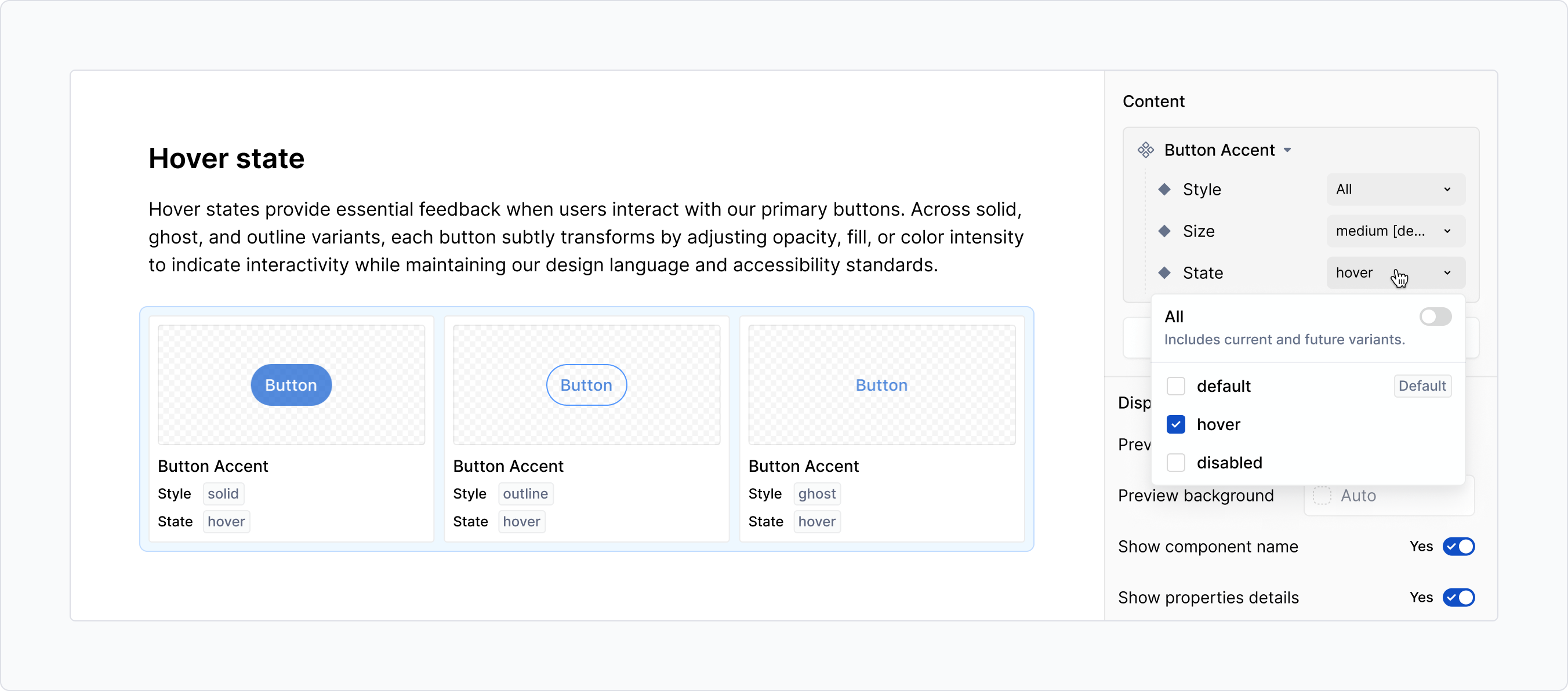 Select specific variants in the Figma component block | Made with Supernova