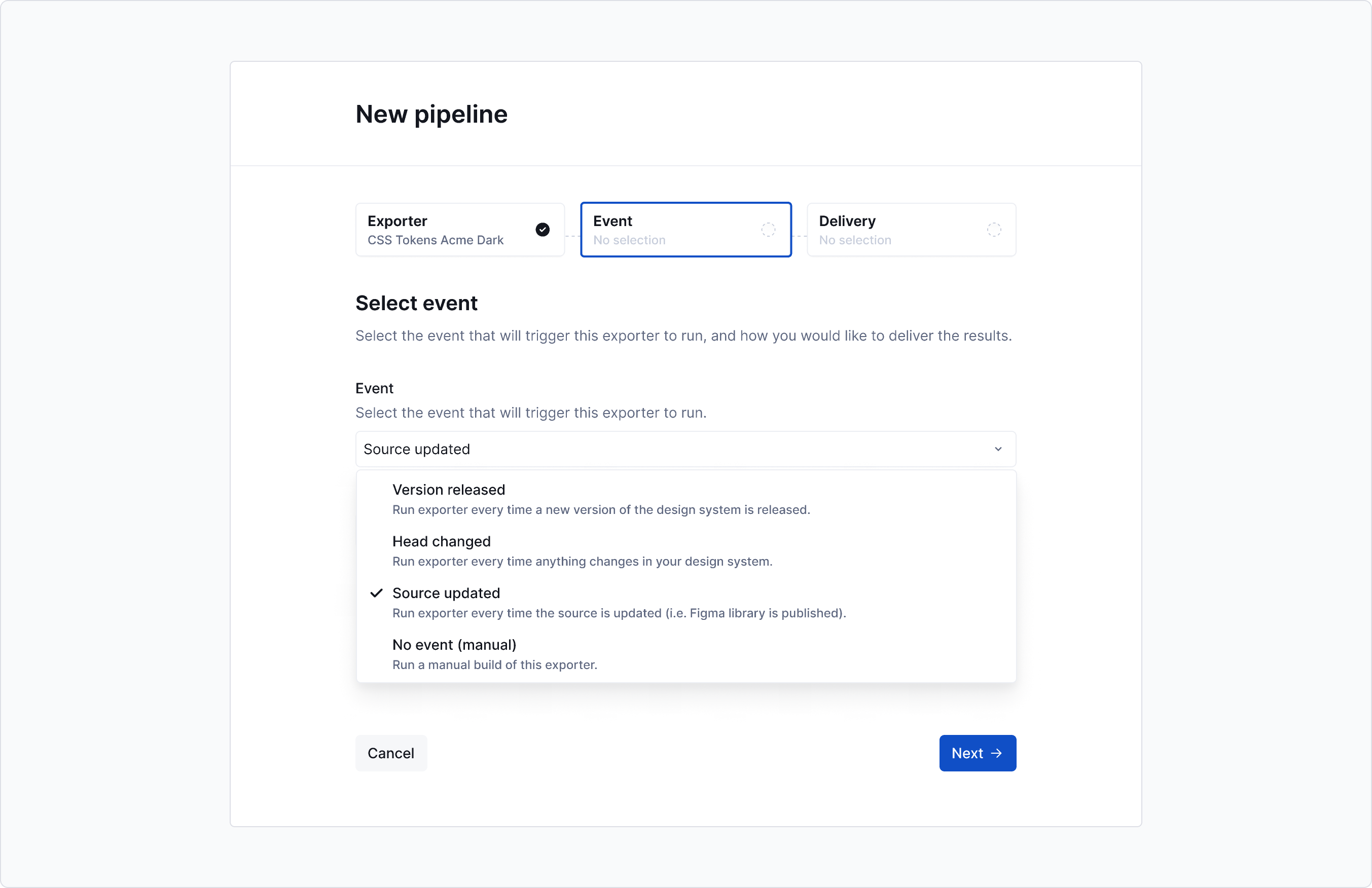 Create a pipeline | Creating code pipelines | Made with Supernova