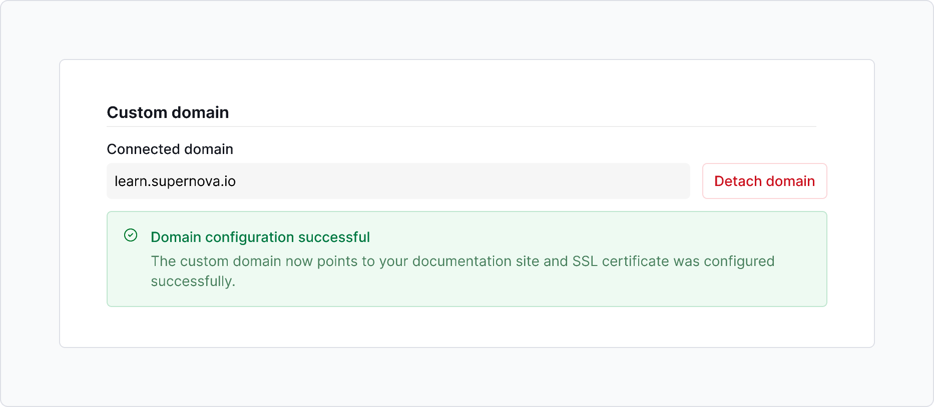 Add a custom domain | Domain and privacy | Made with Supernova