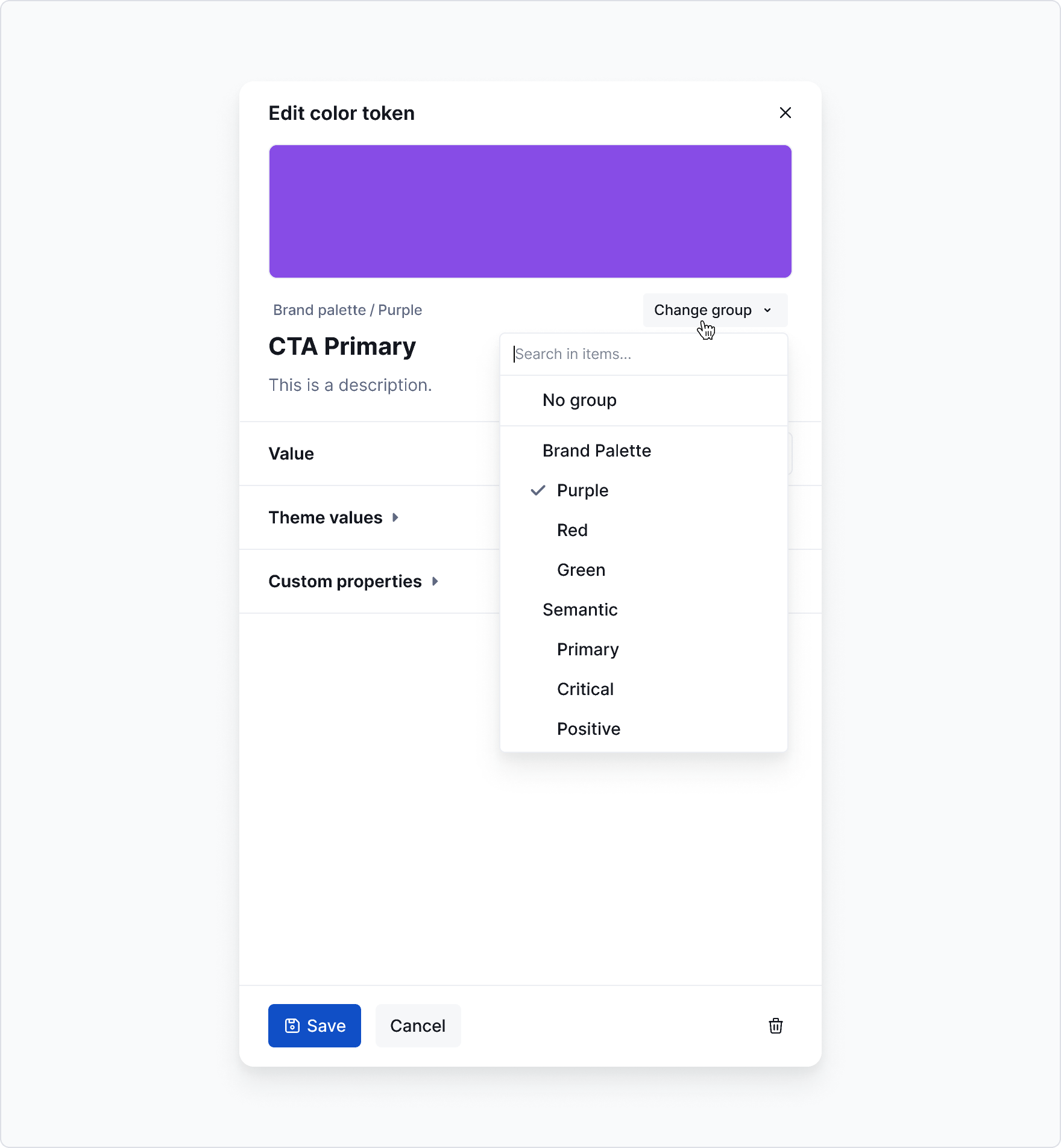 Group tokens | Working with tokens | Made with Supernova
