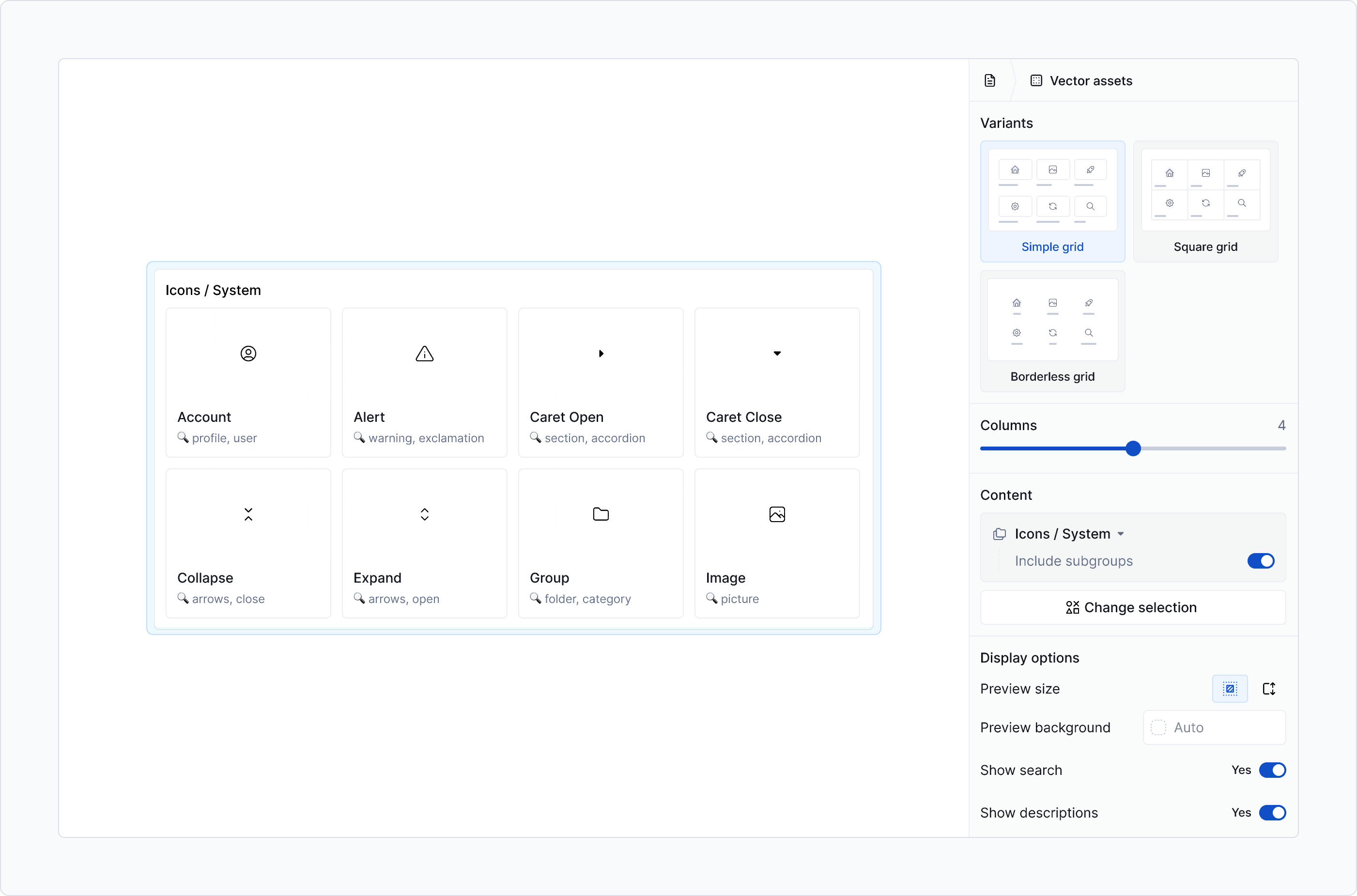 Vector assets | Media and asset blocks | Made with Supernova