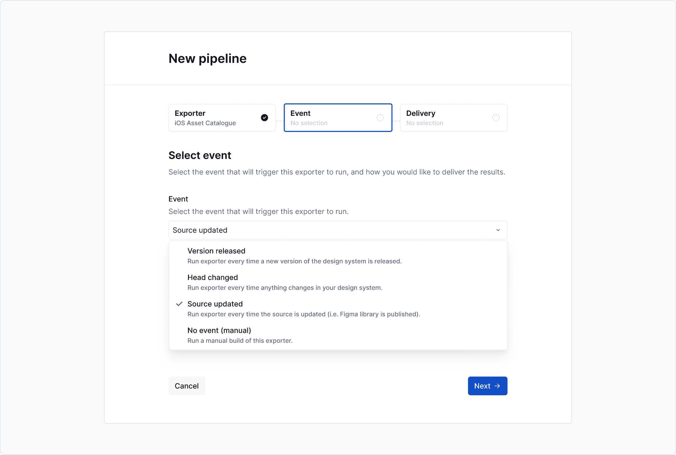 Create a pipeline | Creating code pipelines | Made with Supernova