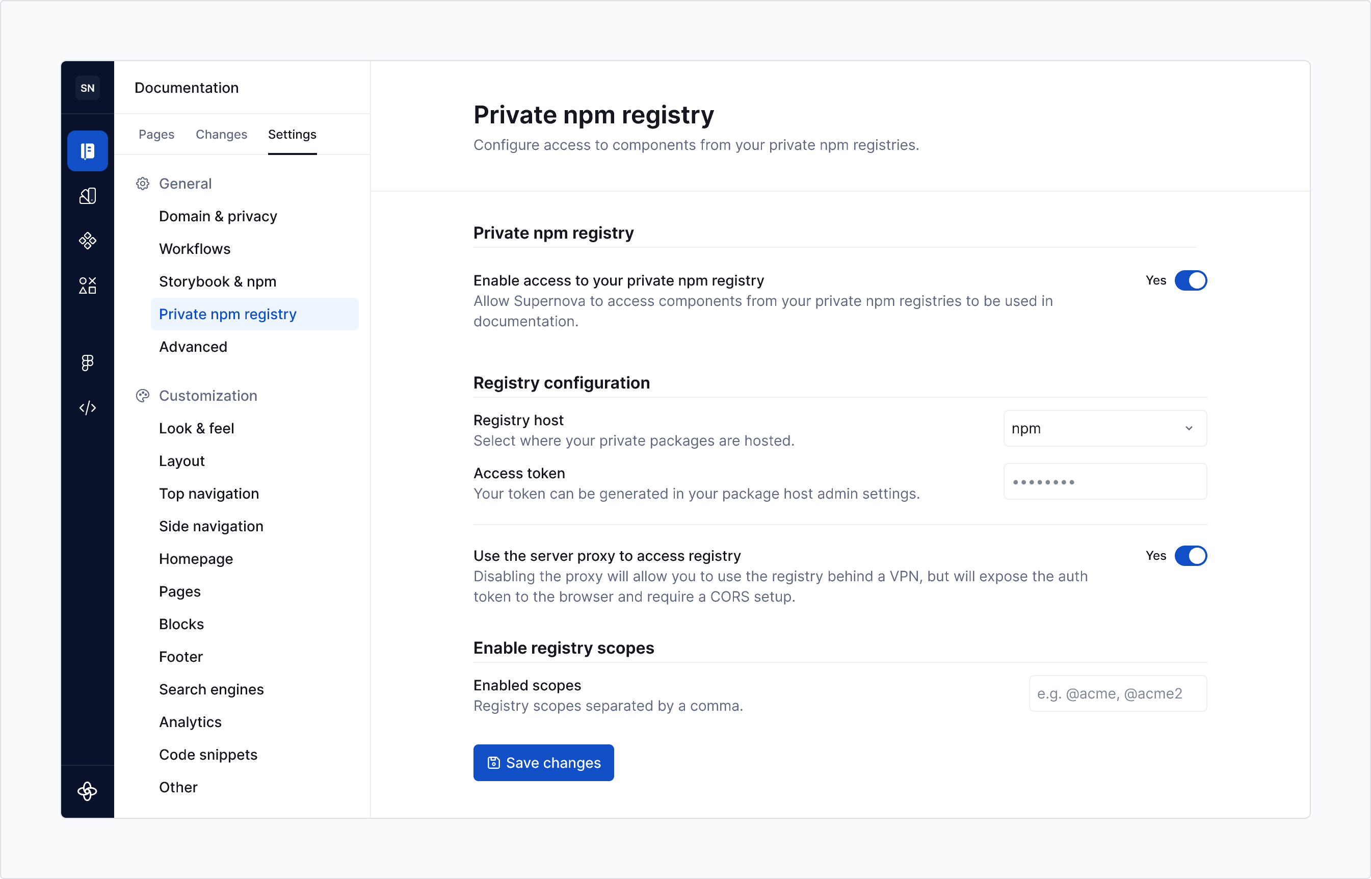 Private npm registry | Made with Supernova