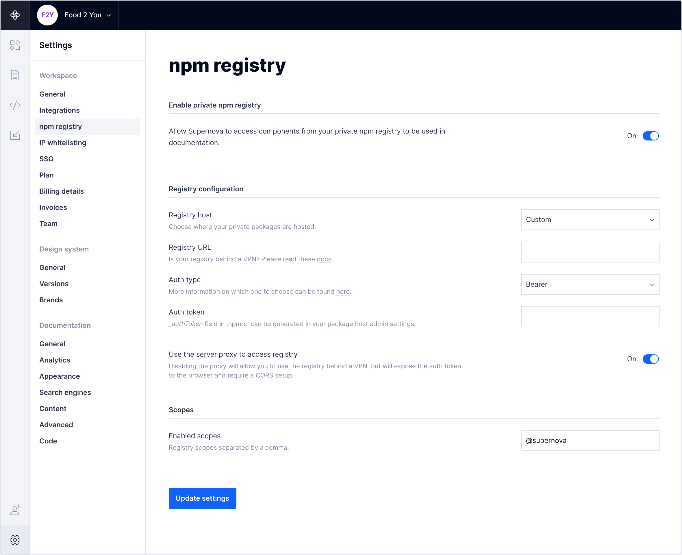 Private npm registry | Made with Supernova
