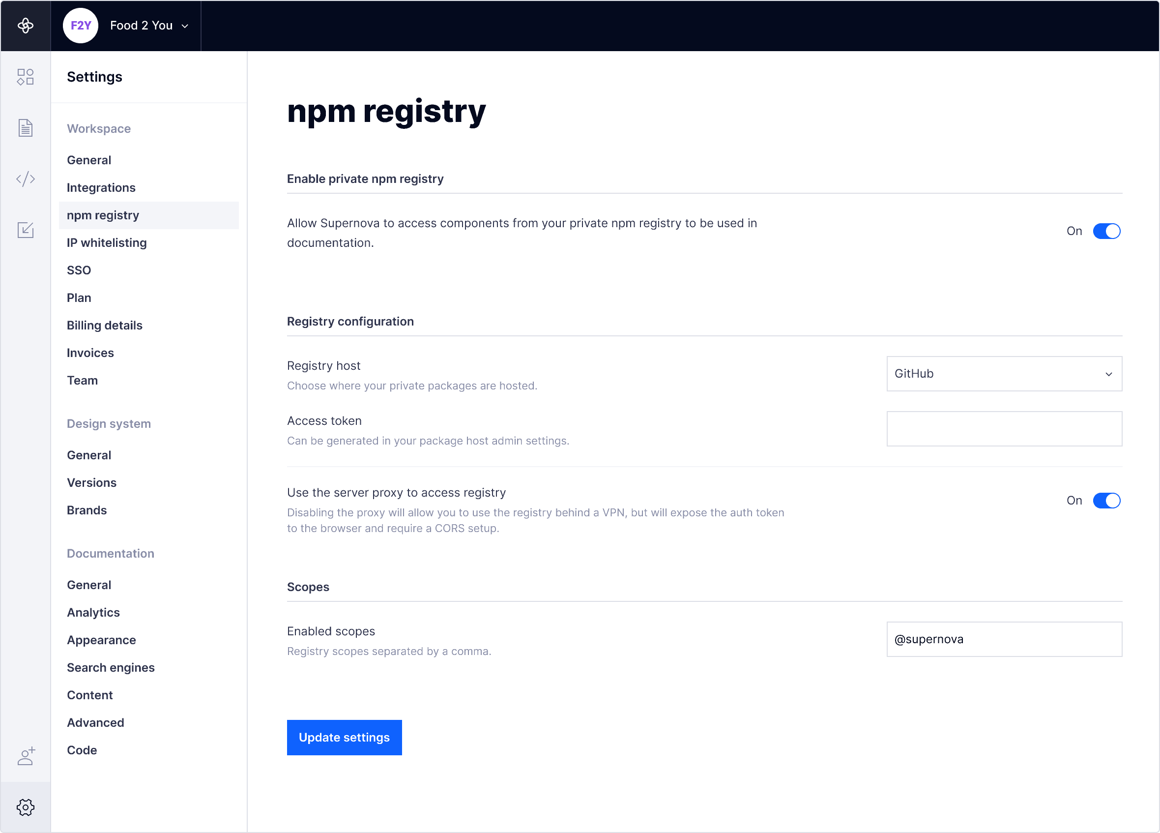 Private npm registry | Made with Supernova