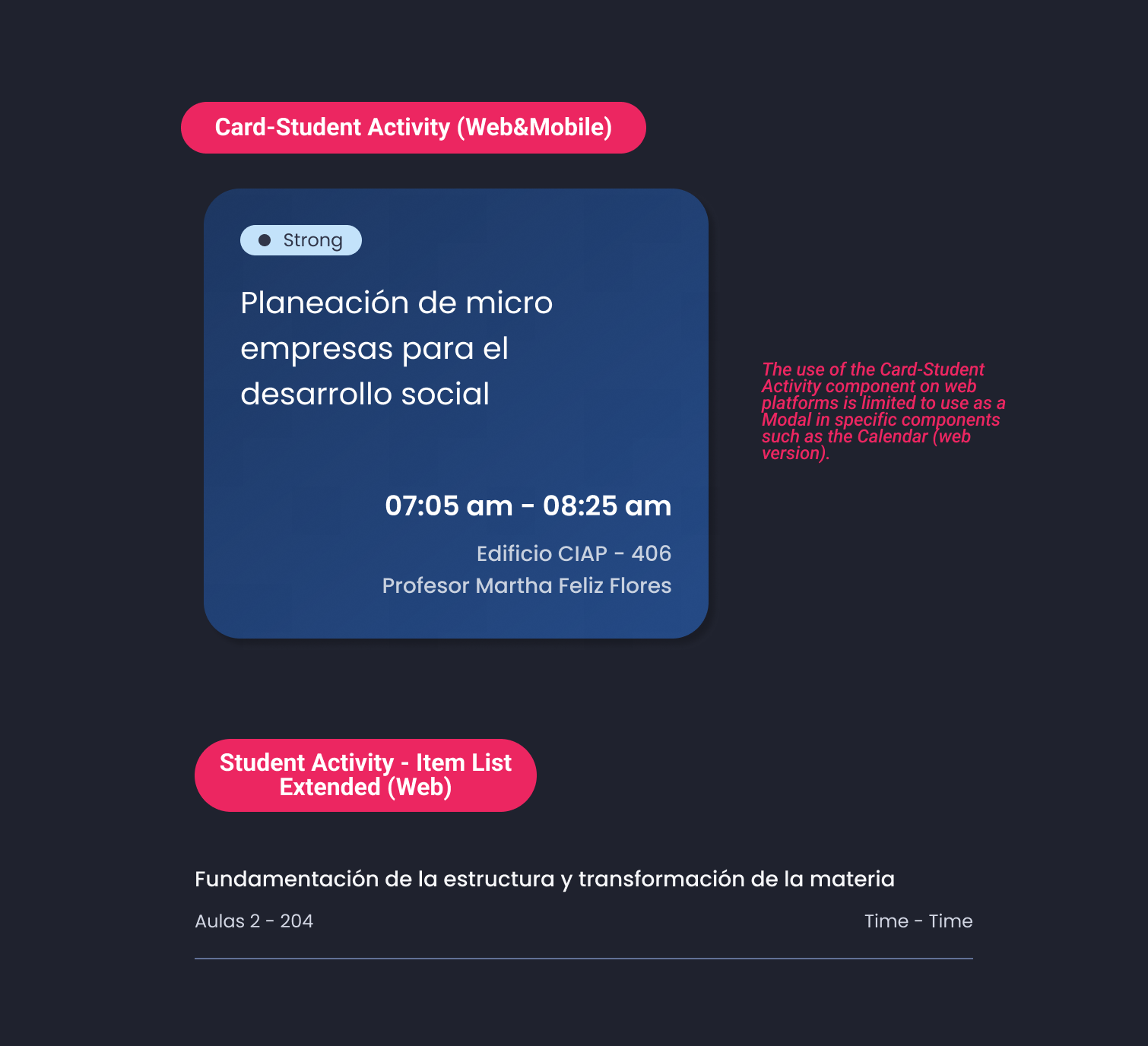 Descripción general | Student activity card | Made with Supernova