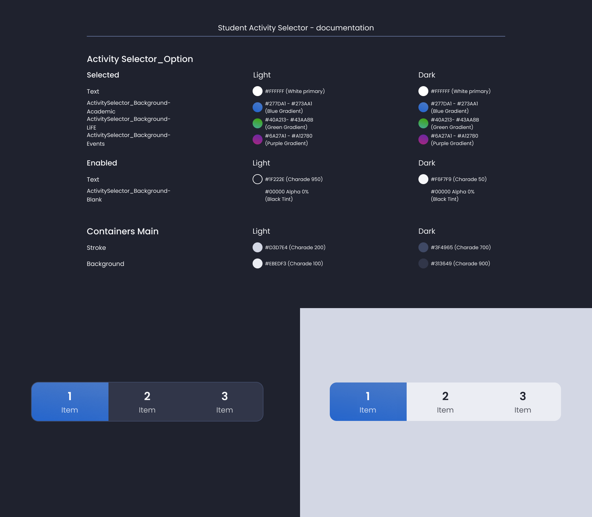 Descripción general | Student activity selector | Made with Supernova