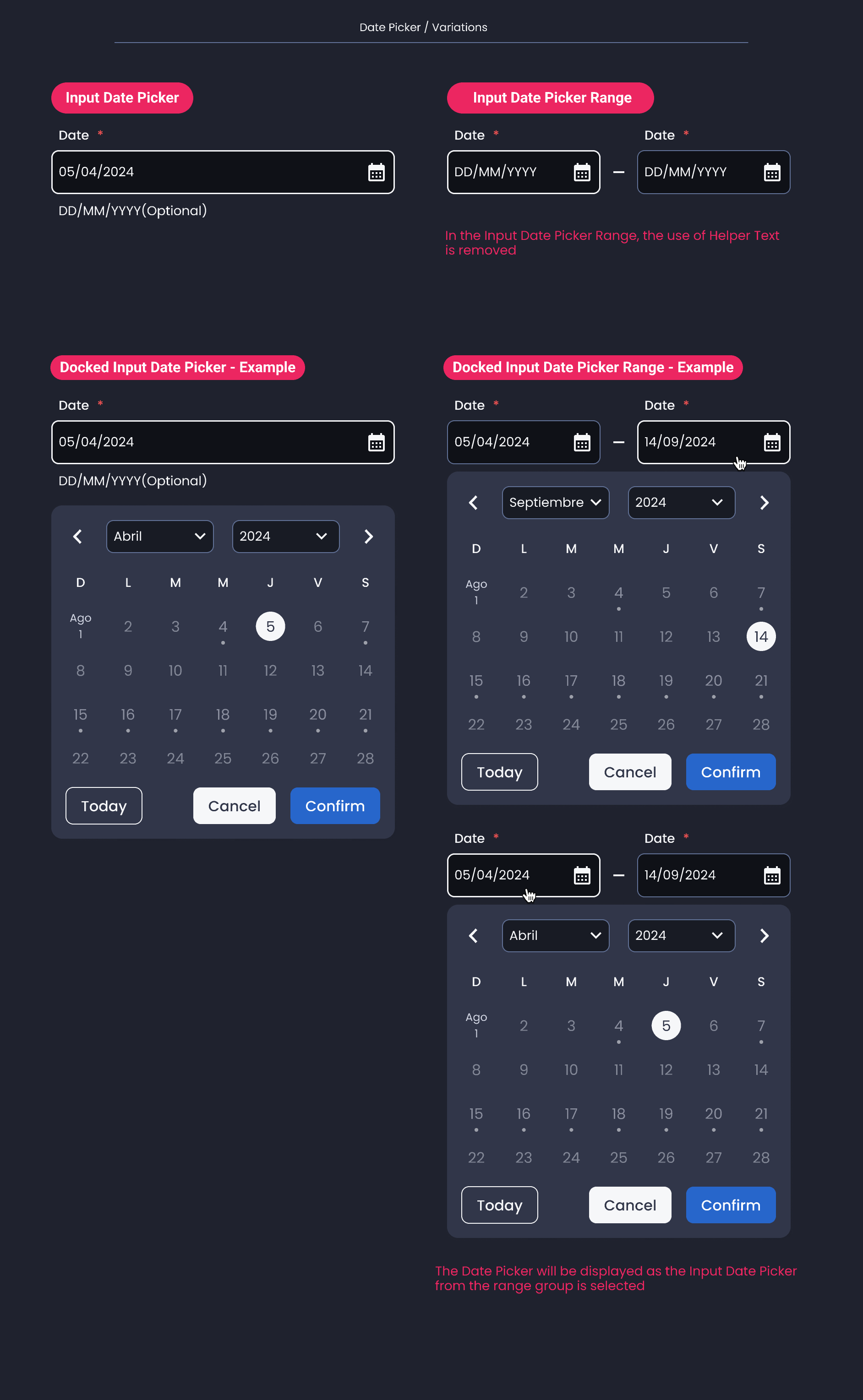 Descripción general | Input Date Picker | Made with Supernova