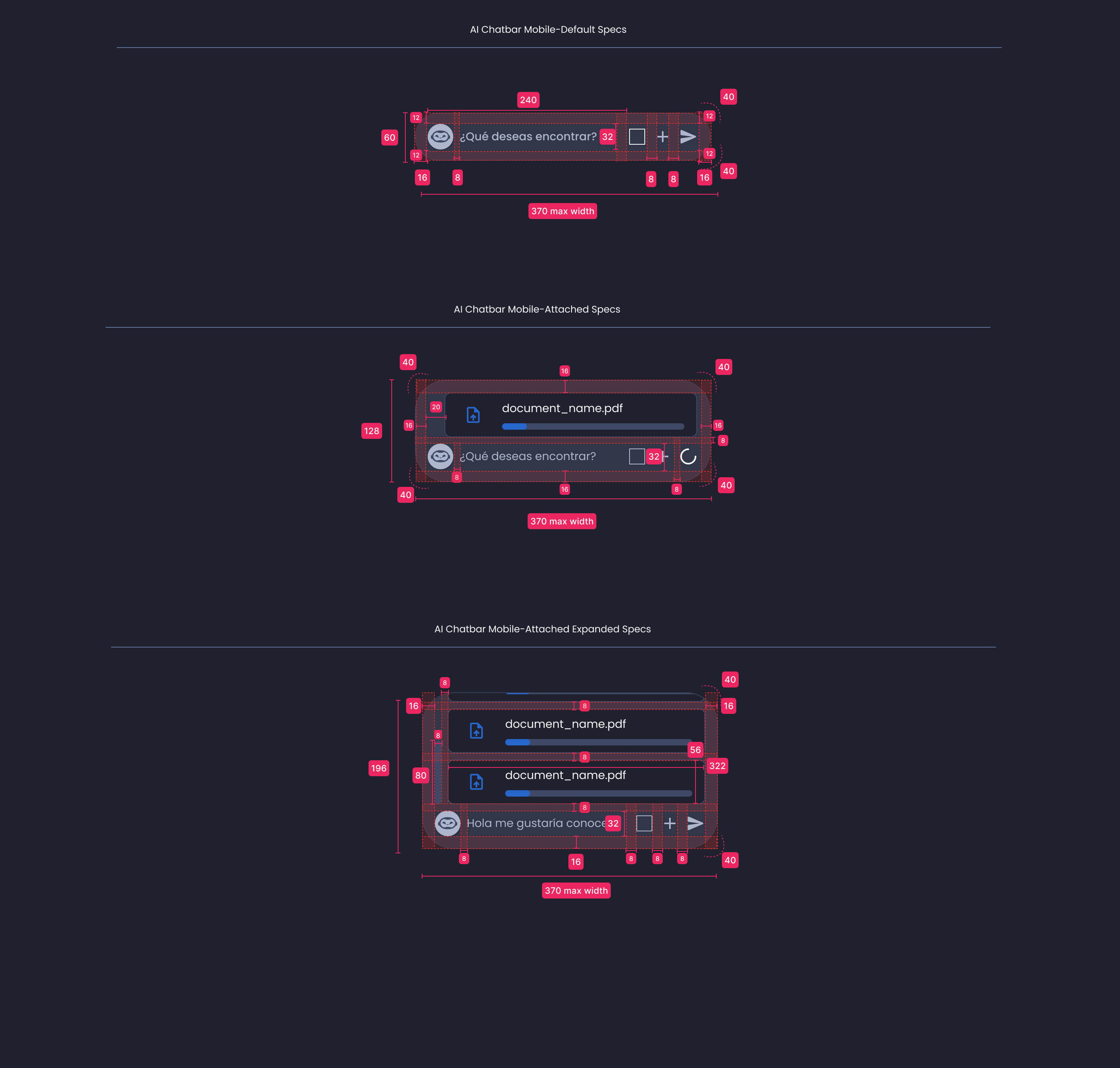 Descripción general | AI Chat bar | Made with Supernova