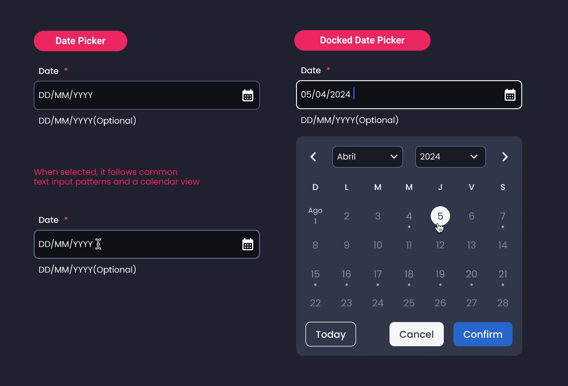 Descripción general | Date Picker | Made with Supernova