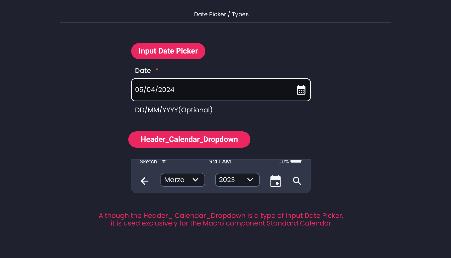 Descripción General Input Date Picker Made With Supernova