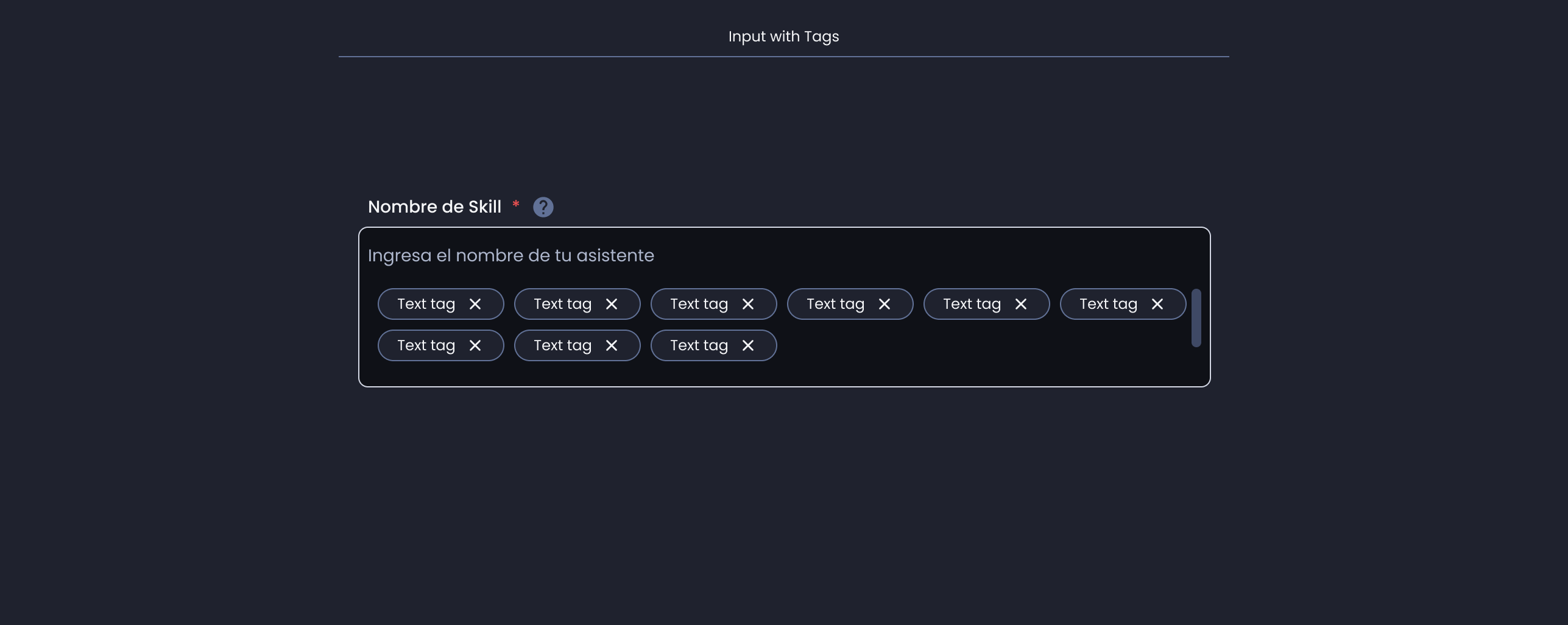 Descripción general | Text input with tags | Made with Supernova