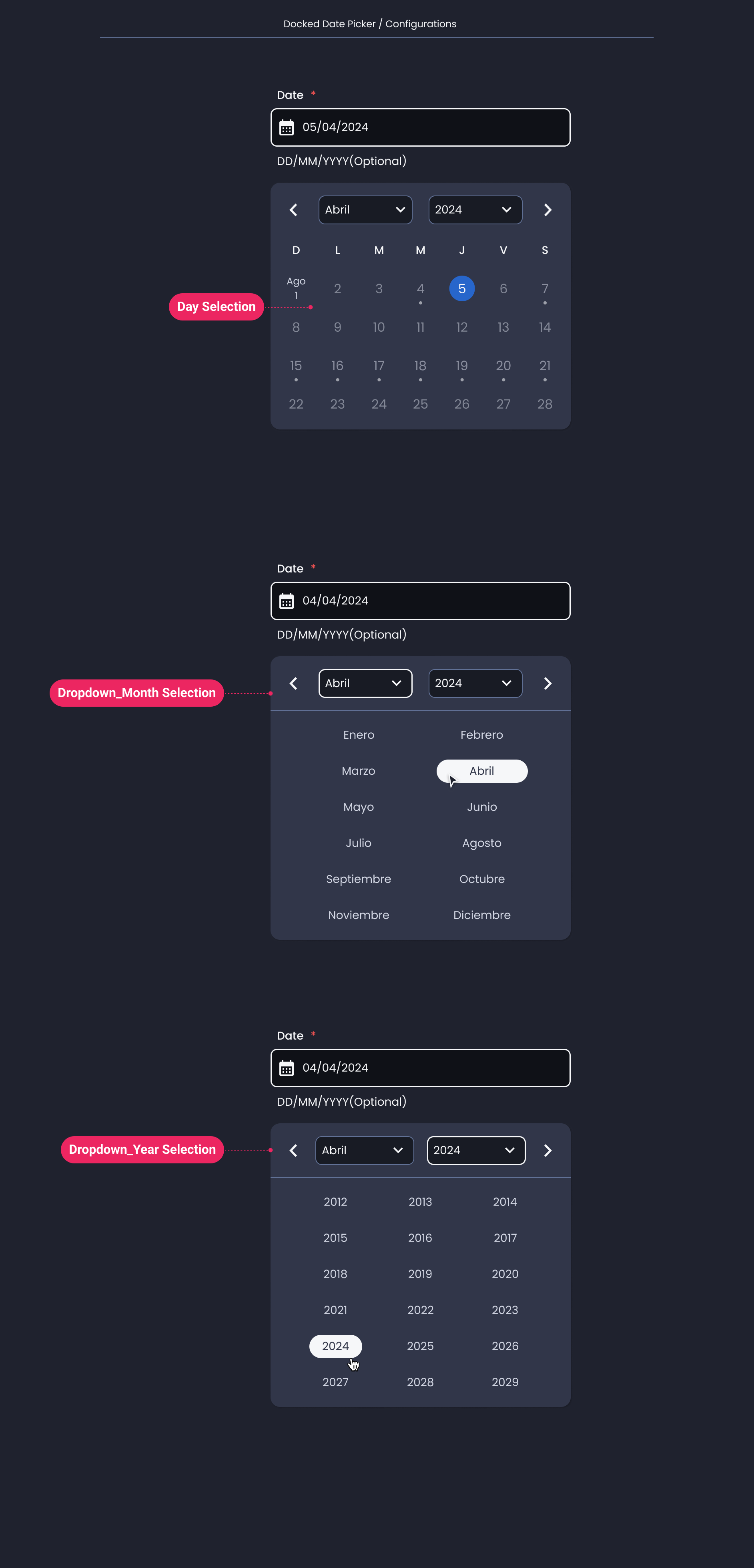 Descripción general | Calendar date picker | Made with Supernova