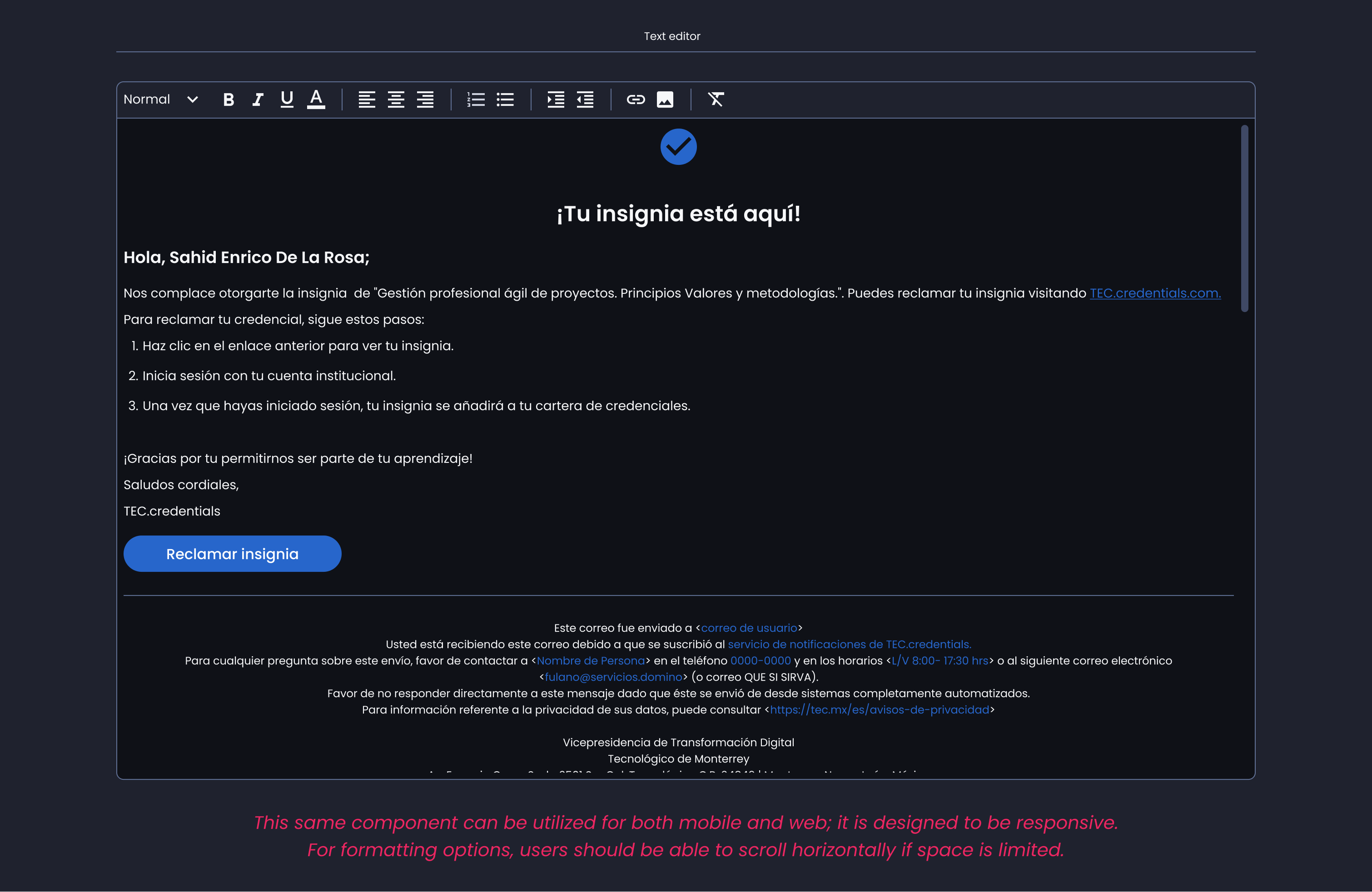 Descripción general | Text editor | Made with Supernova