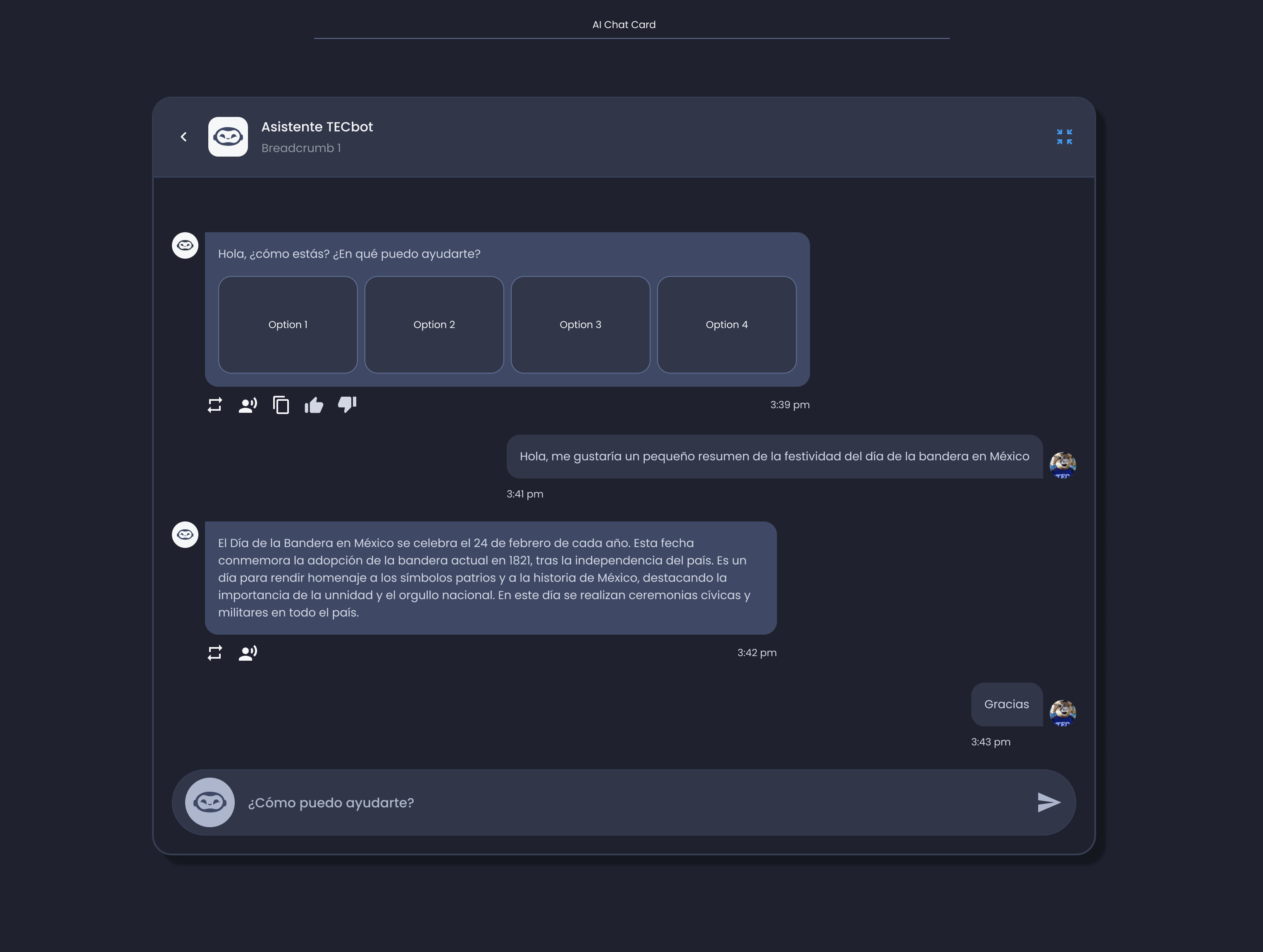 Descripción general | AI Chat bar | Made with Supernova