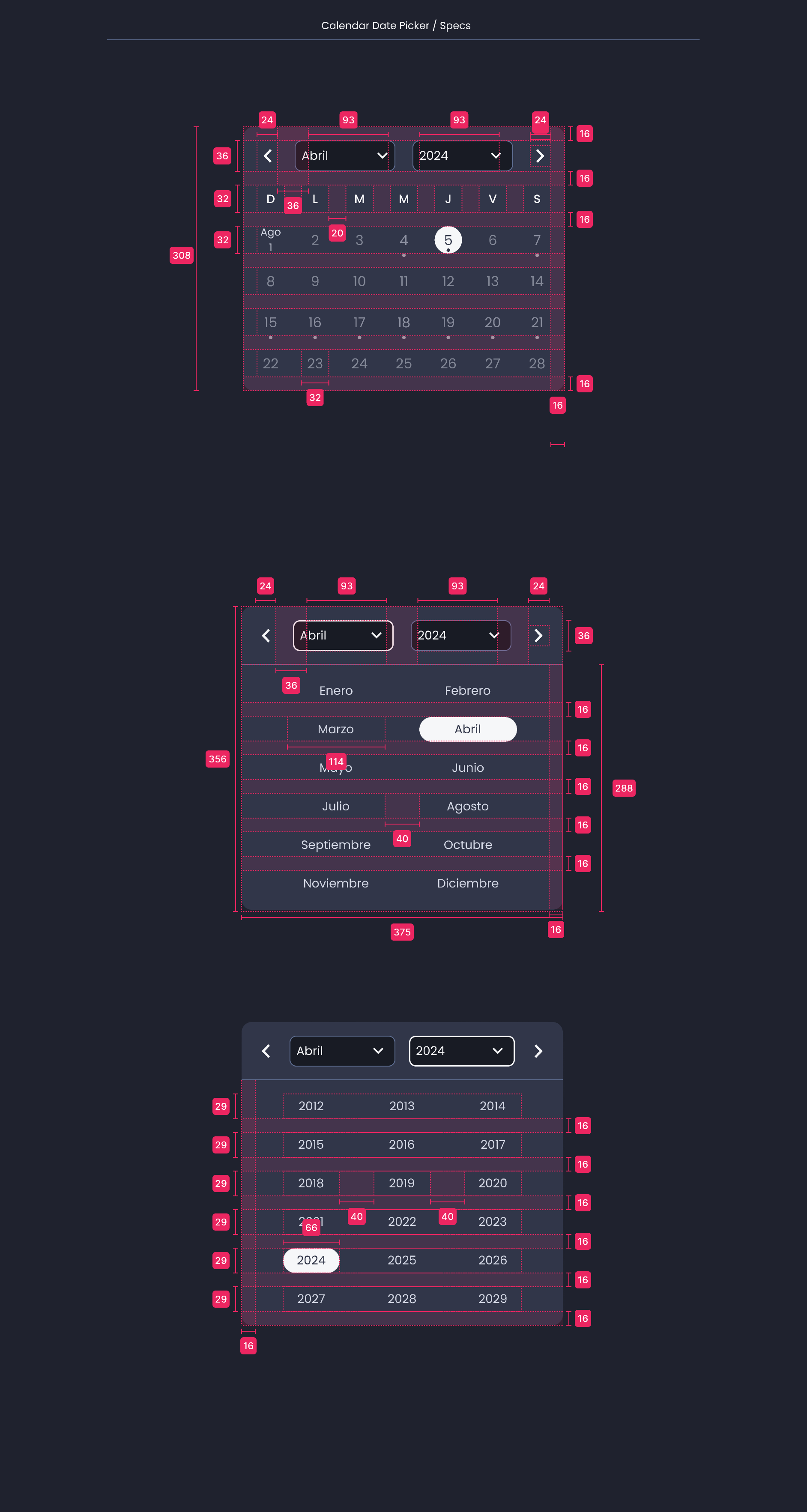 Descripción general | Calendar Date Picker | Made with Supernova