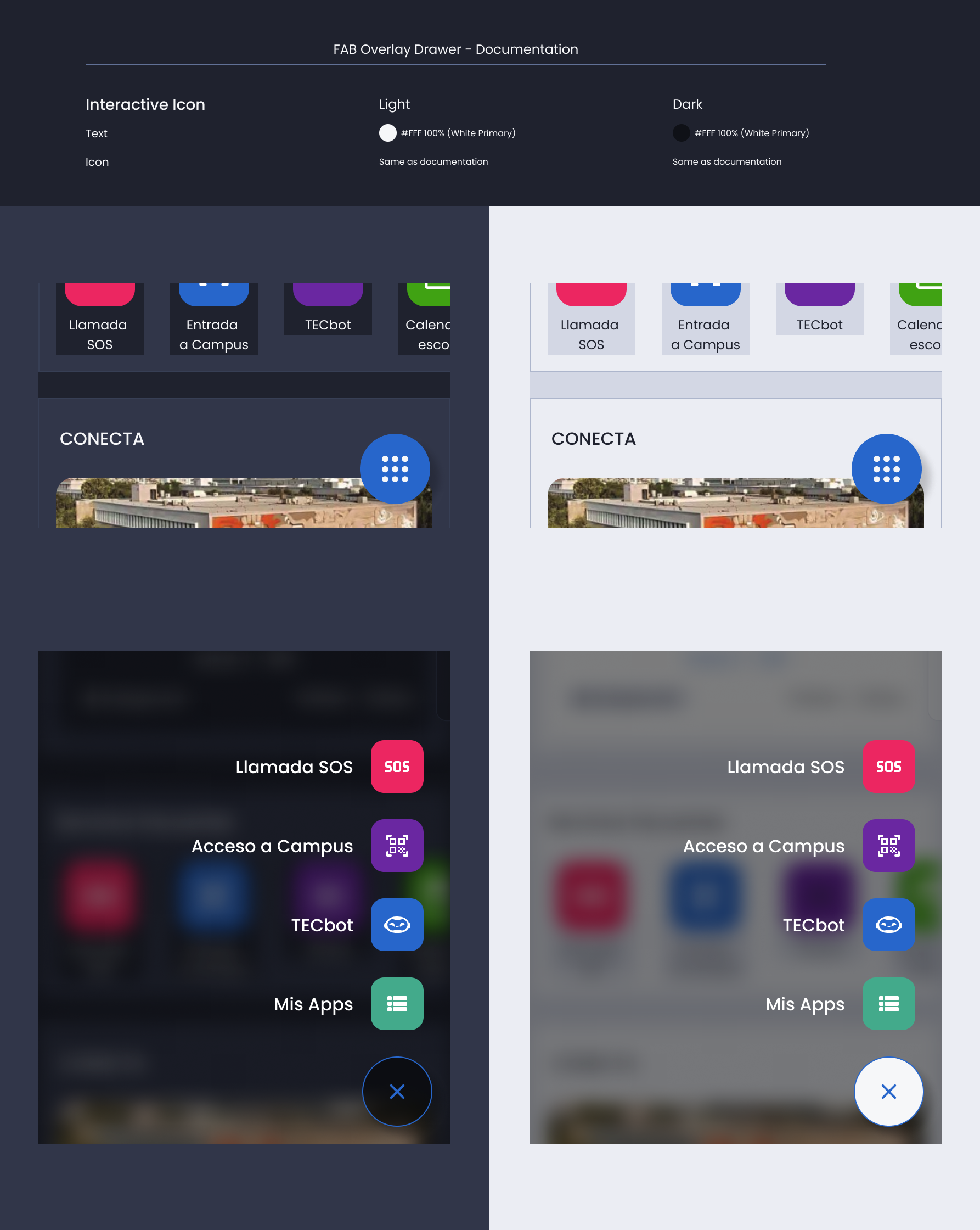 FAB Overlay drawer | mitec app | Made with Supernova